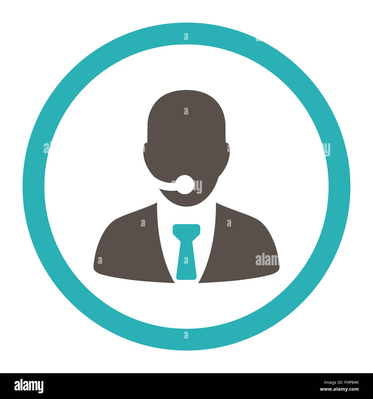 Call center operator flat grey and cyan colors rounded vector icon ...