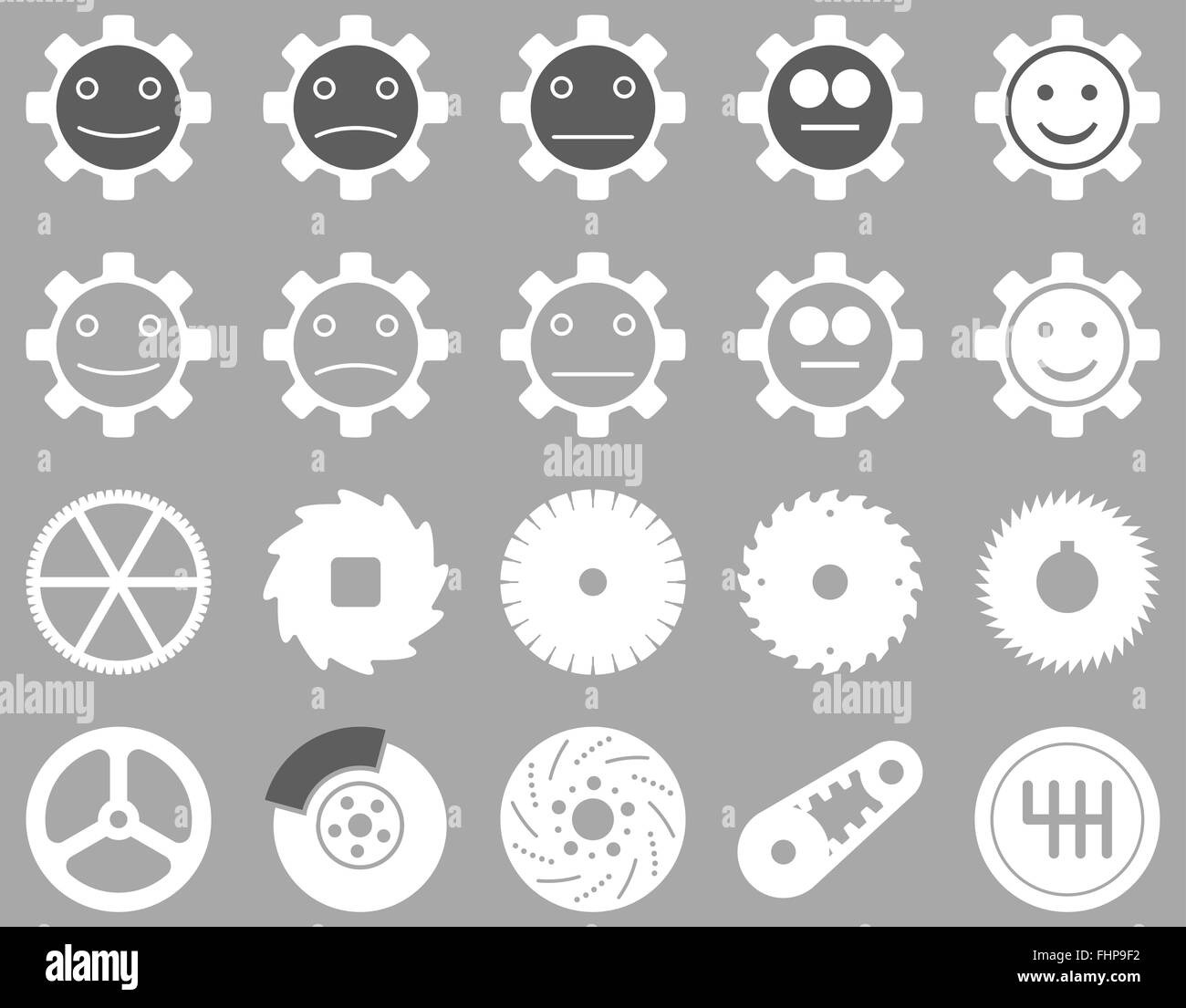 Tools and Smile Gears Icons Stock Photo - Alamy