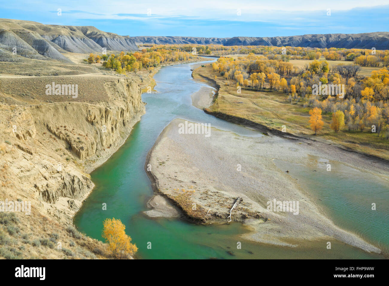 fall colors along the marias river near shelby, montana Stock Photo - Alamy