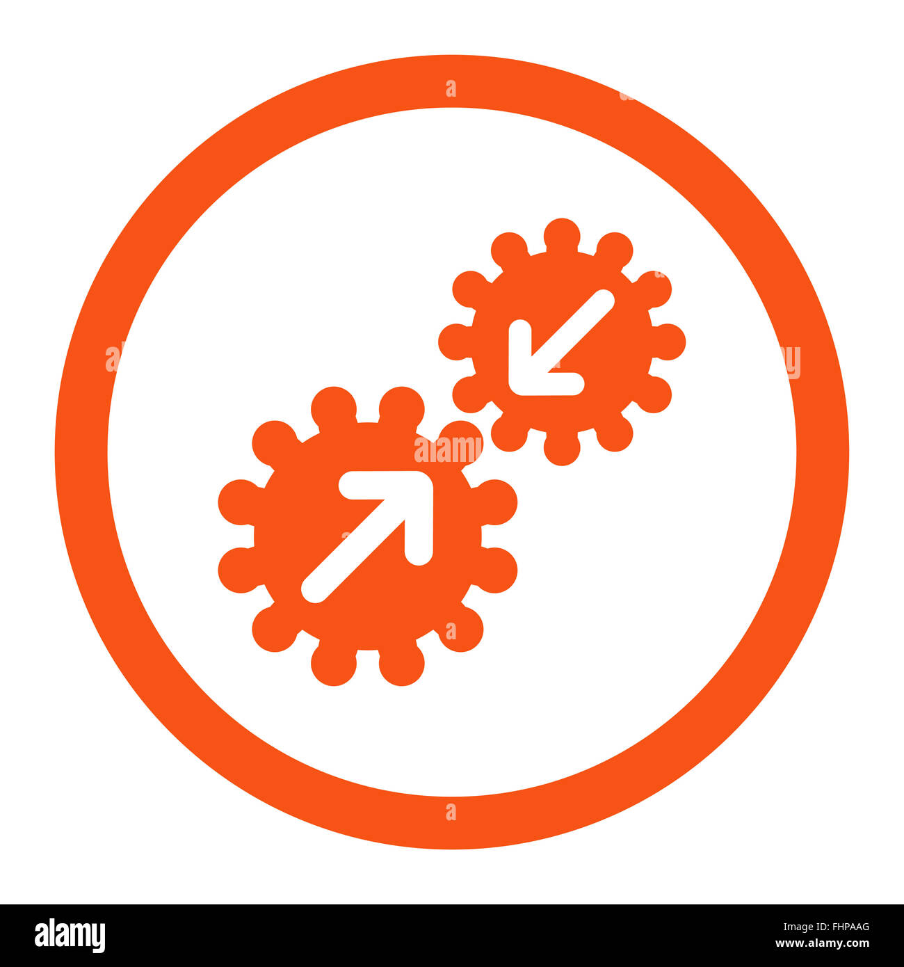 Integration flat orange color rounded vector icon Stock Photo - Alamy