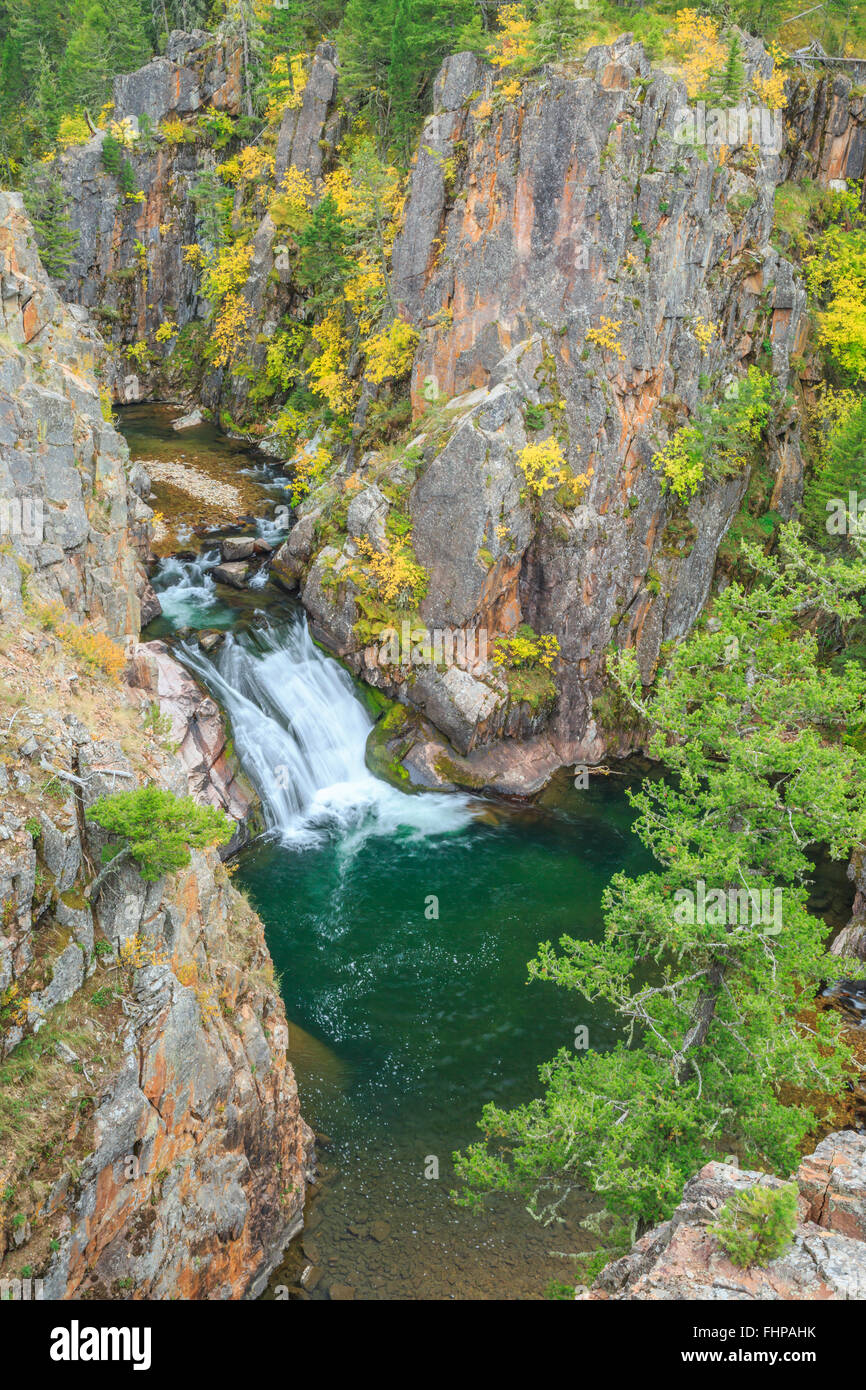 secluded waterfall and fall colors along tenderfoot creek in the little ...
