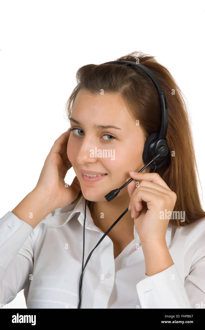 Young girl Operator call center Stock Photo - Alamy