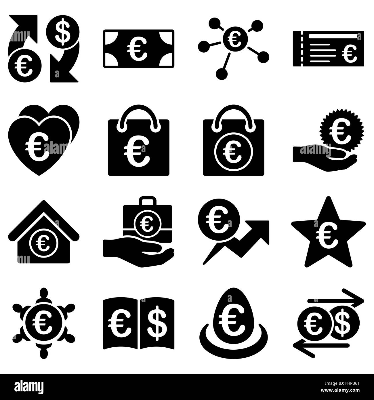 Euro banking business and service tools icons Stock Photo - Alamy
