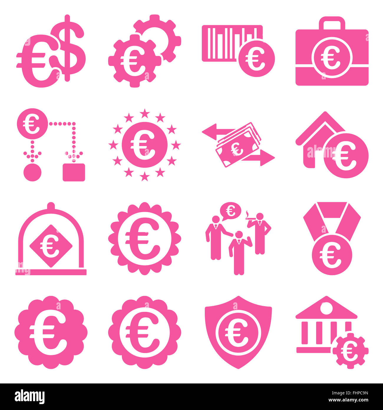 Euro banking business and service tools icons Stock Photo - Alamy