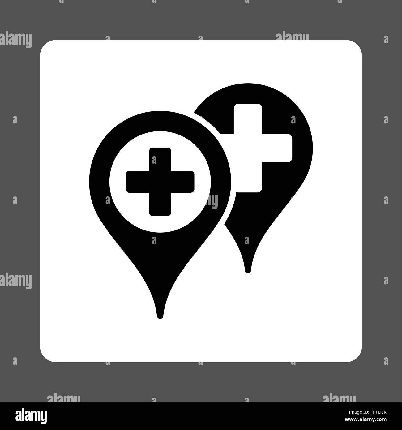 Hospital Map Markers Flat Button Stock Photo - Alamy