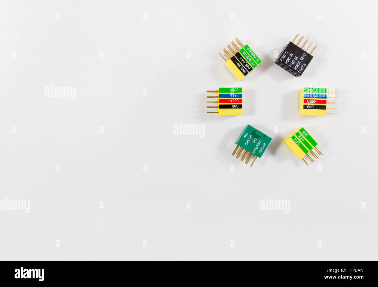 Colorful Computer Connectors circular pattern on white background ...