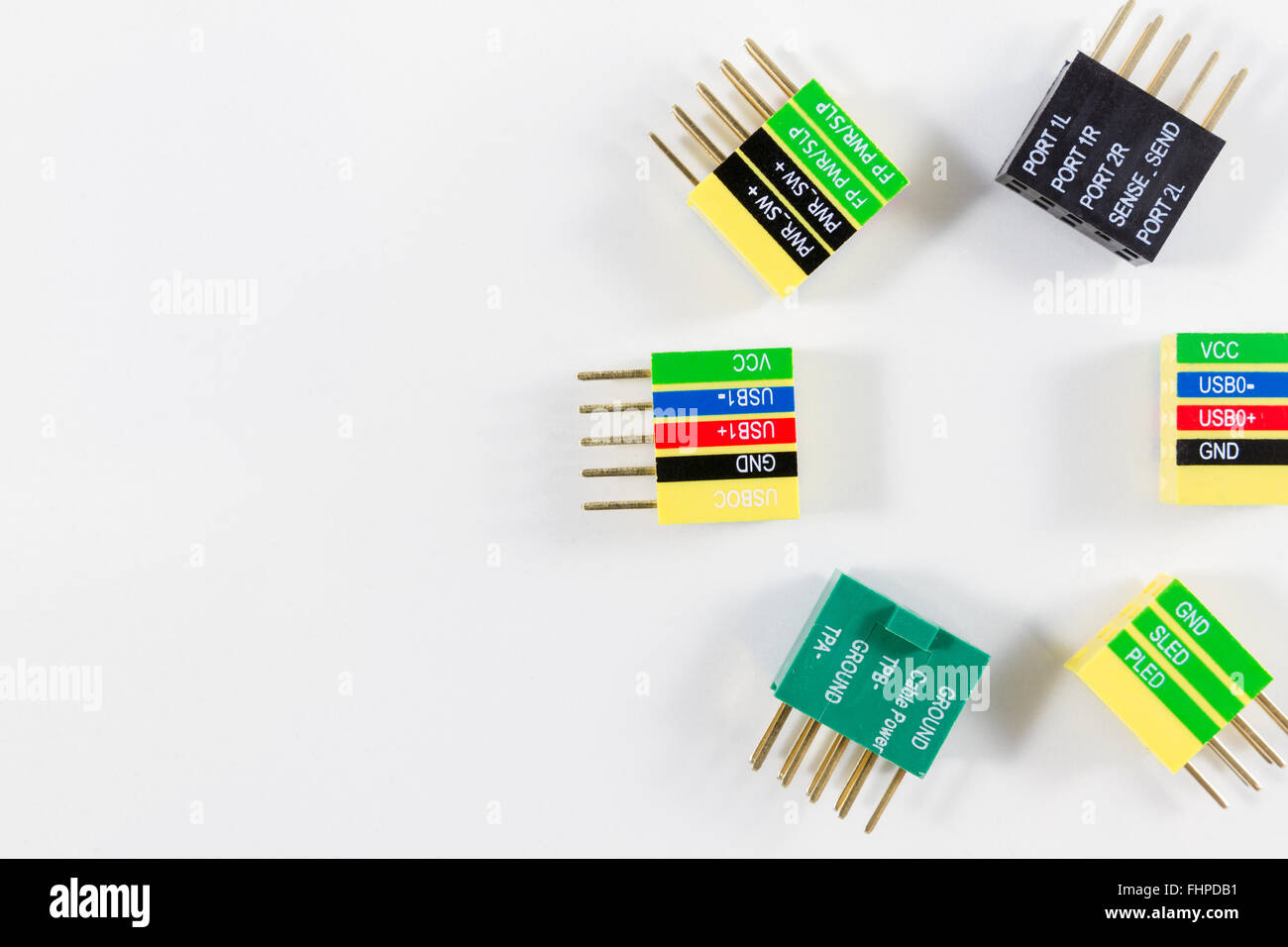 Colorful Computer Connectors circular pattern on white background ...