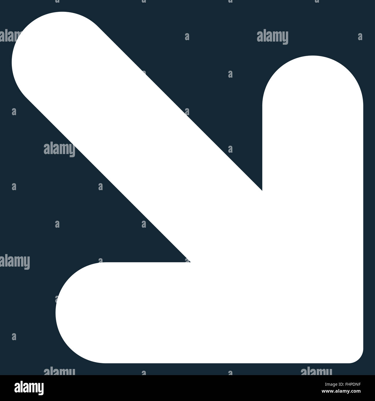 Arrow Down Right flat white color icon Stock Photo - Alamy