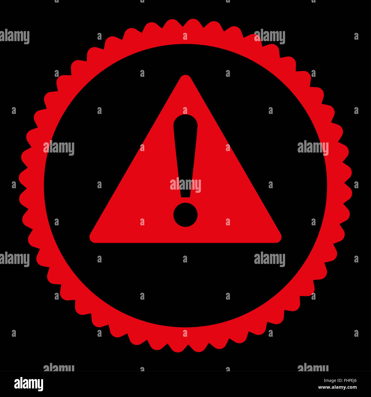 Warning flat red color round stamp icon Stock Photo - Alamy