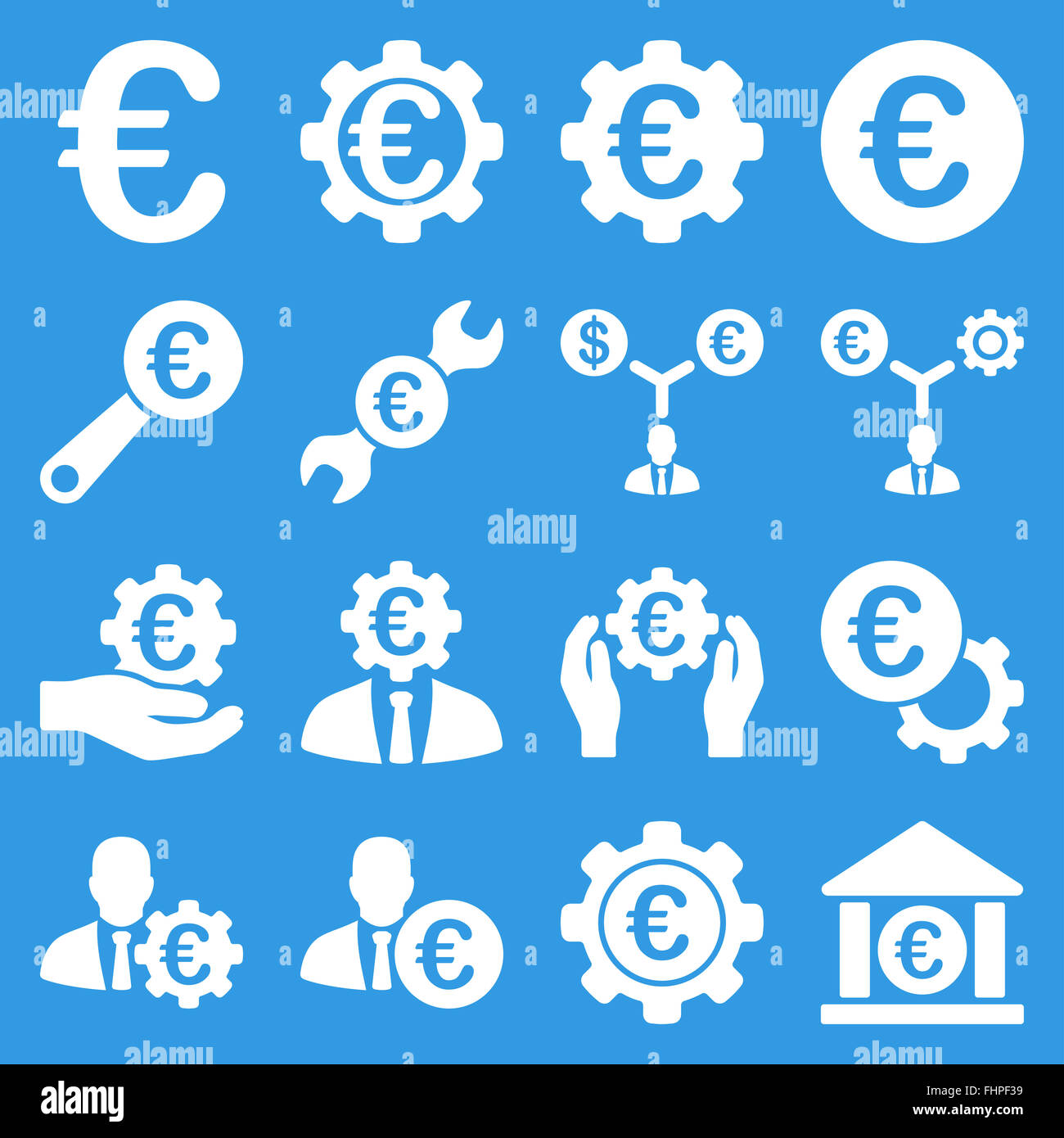 Euro banking business and service tools icons Stock Photo - Alamy
