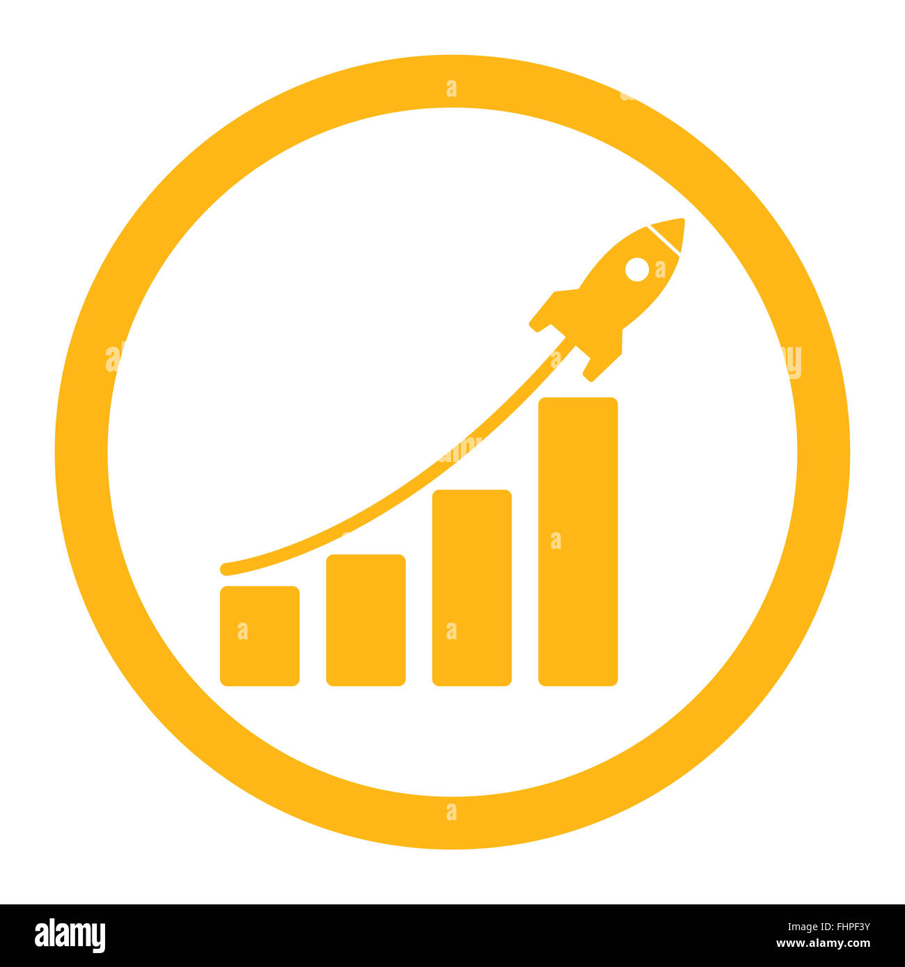 Startup sales flat yellow color rounded vector icon Stock Photo - Alamy