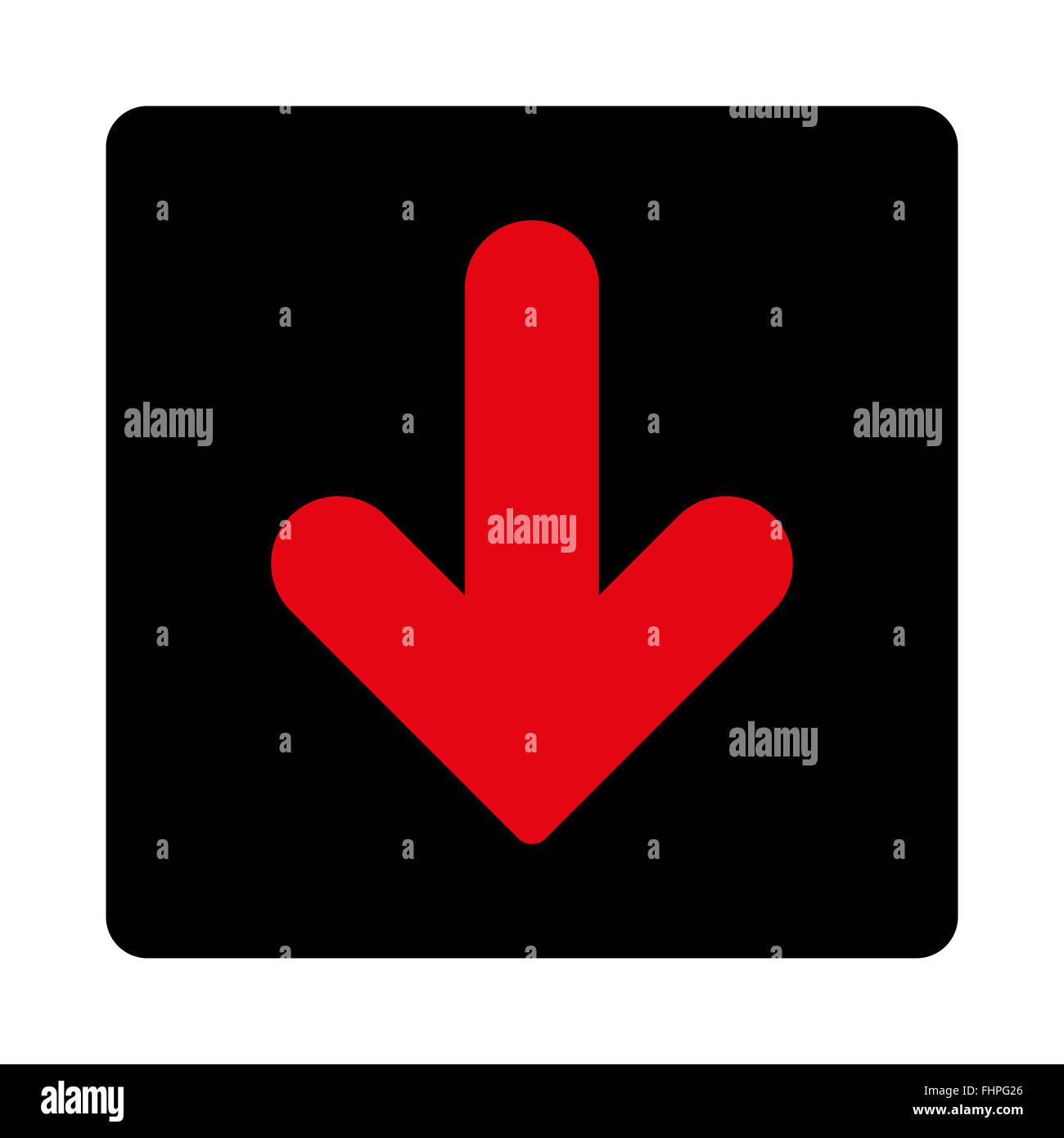Arrow Down flat intensive red and black colors rounded button Stock ...