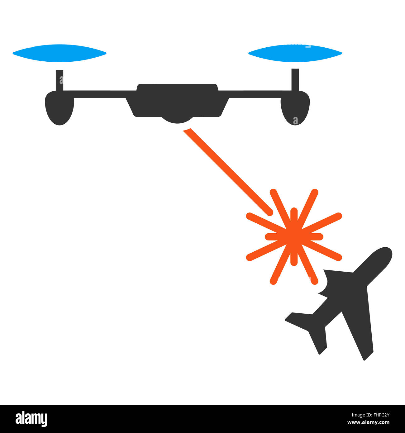 Laser Drone Attacks Airplane Icon Stock Photo - Alamy