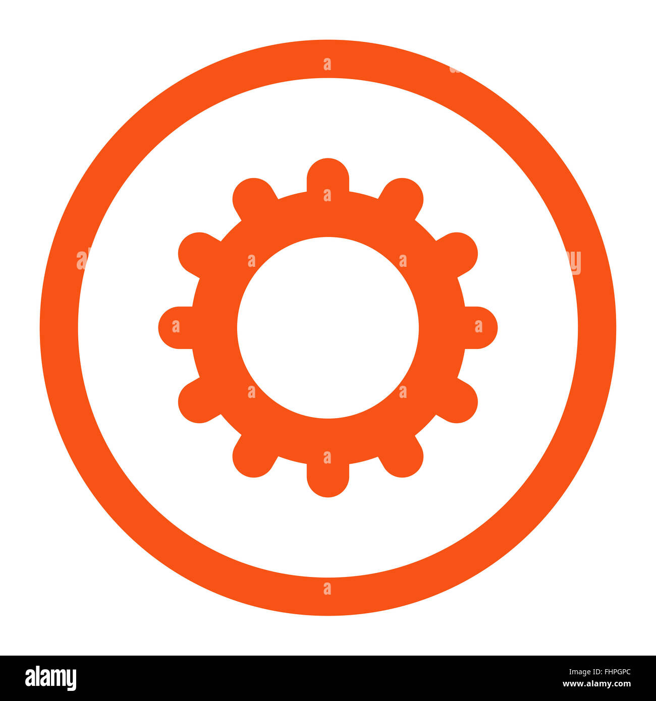 Gear flat orange color rounded raster icon Stock Photo - Alamy
