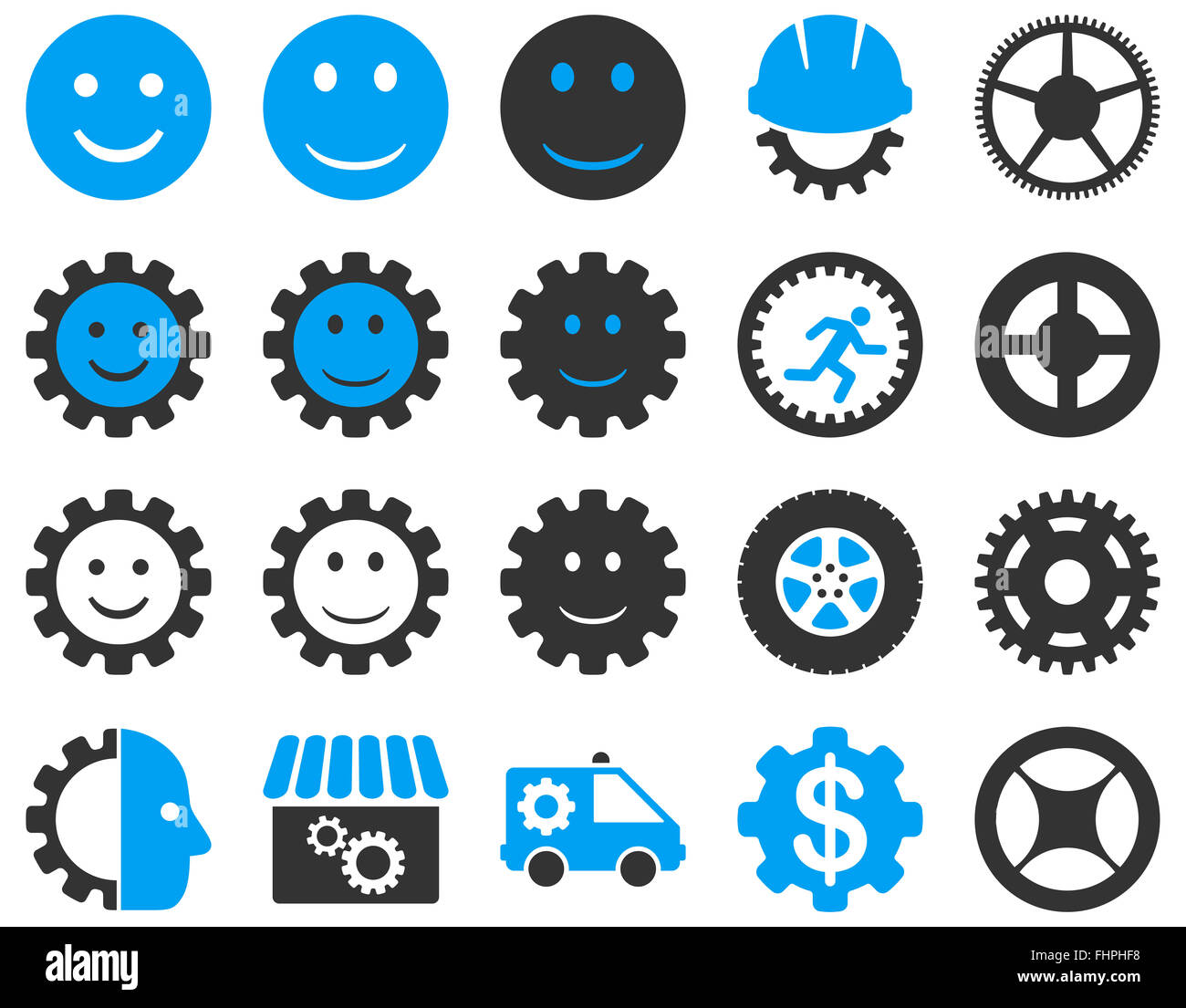 Tools and Smile Gears Icons Stock Photo - Alamy