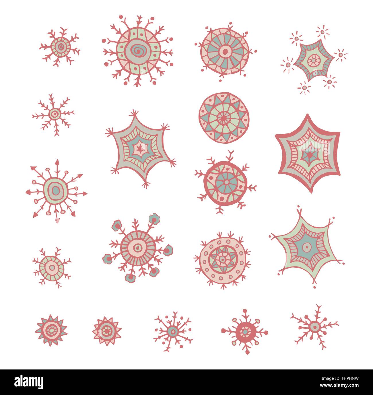 Hand drawn colorful snowflakes doodles Stock Vector Image & Art - Alamy
