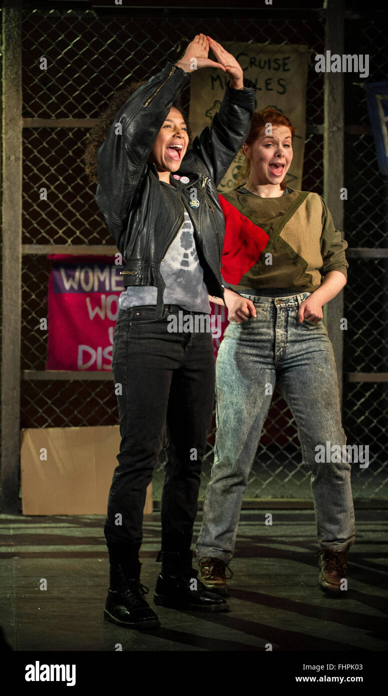 London, UK. 25th February, 2016. Leonie Millward (Raven) and Rebecca ...