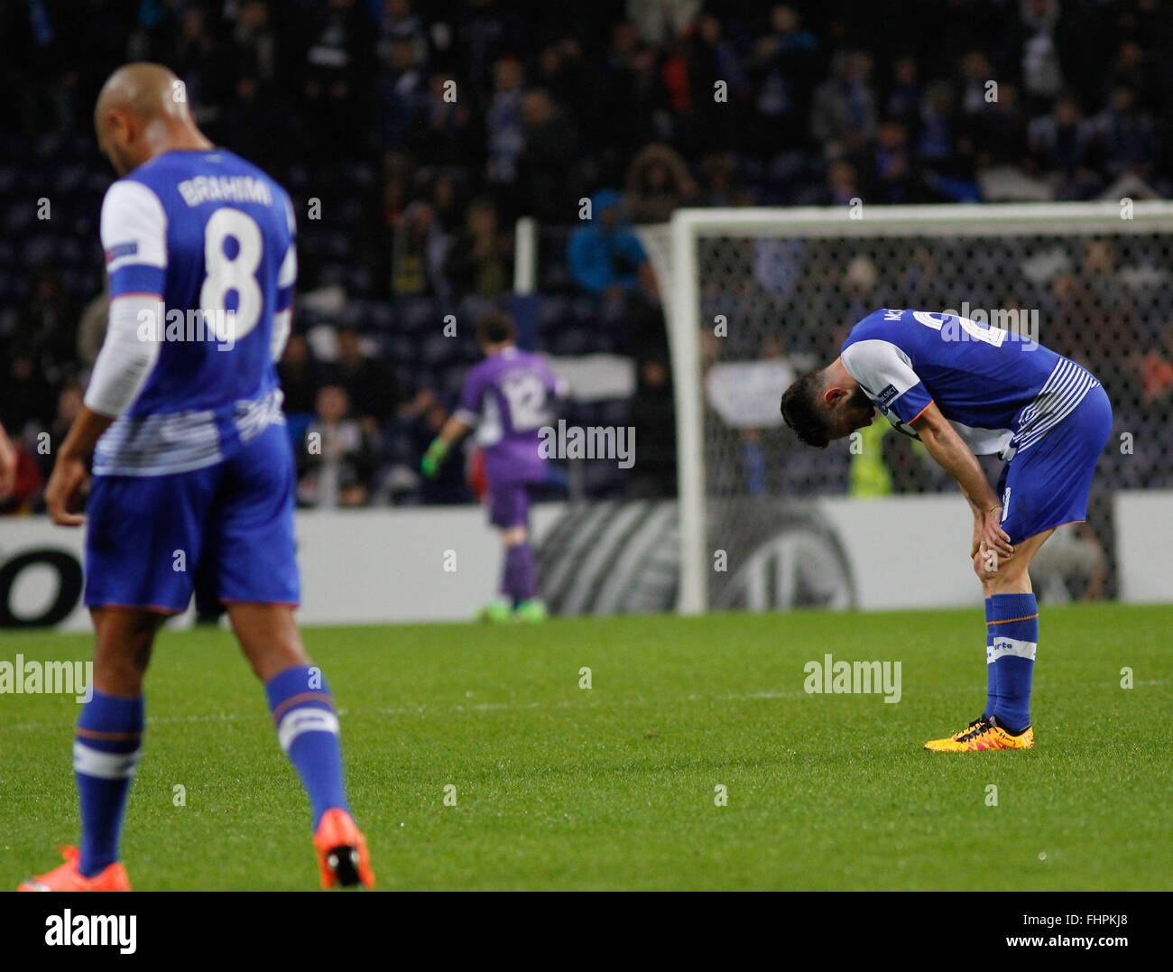 Porto, Portugal. 25th Feb, 2016. Brahimi of Porto and Miguel Layún ...