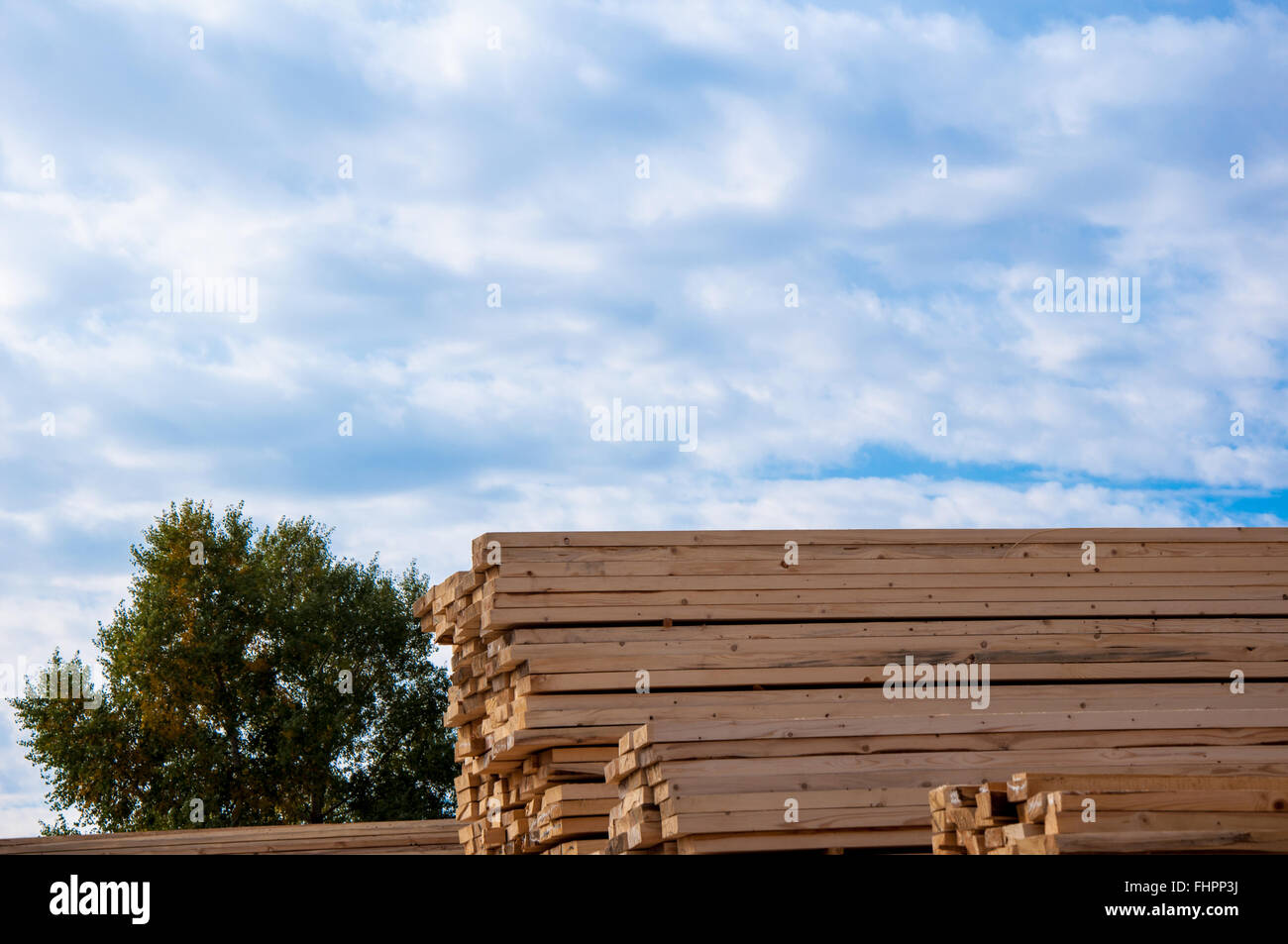 Lumber under the open sky on a summer day Stock Photo - Alamy
