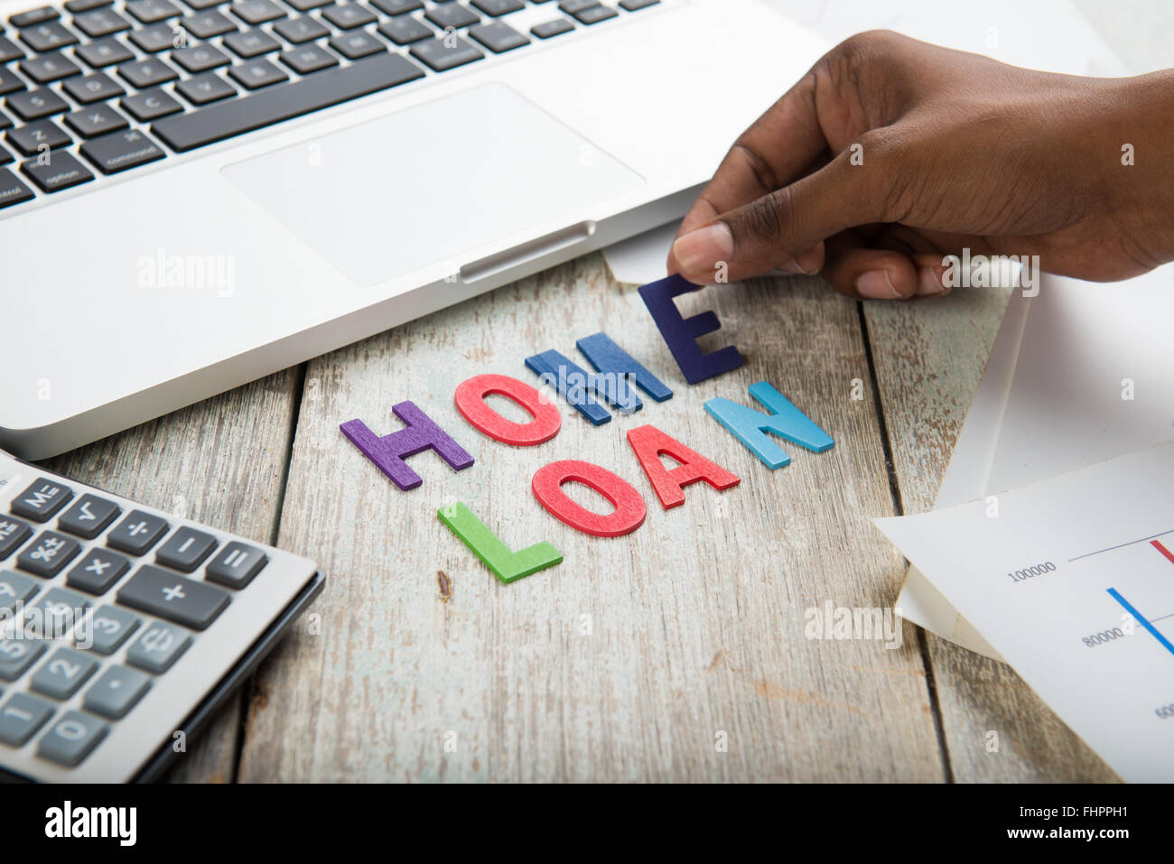 hand arranging home loan concept photo Stock Photo - Alamy