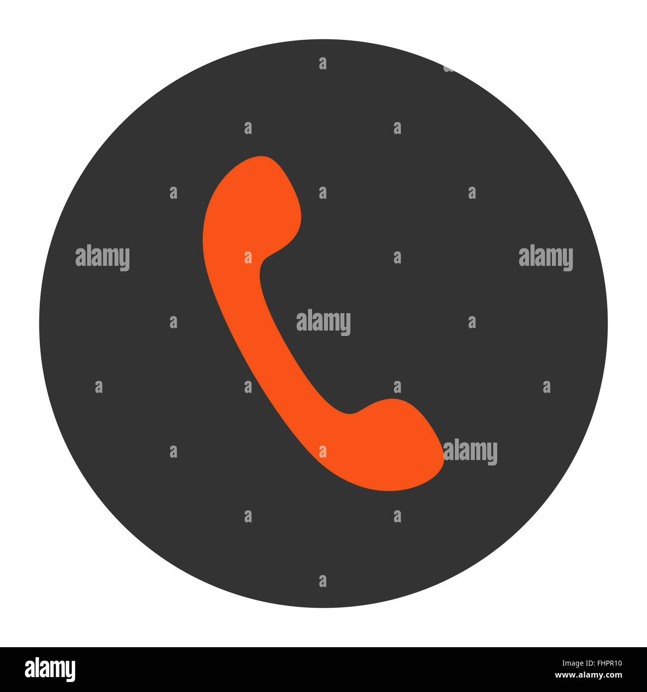 Phone flat orange and gray colors round button Stock Photo - Alamy
