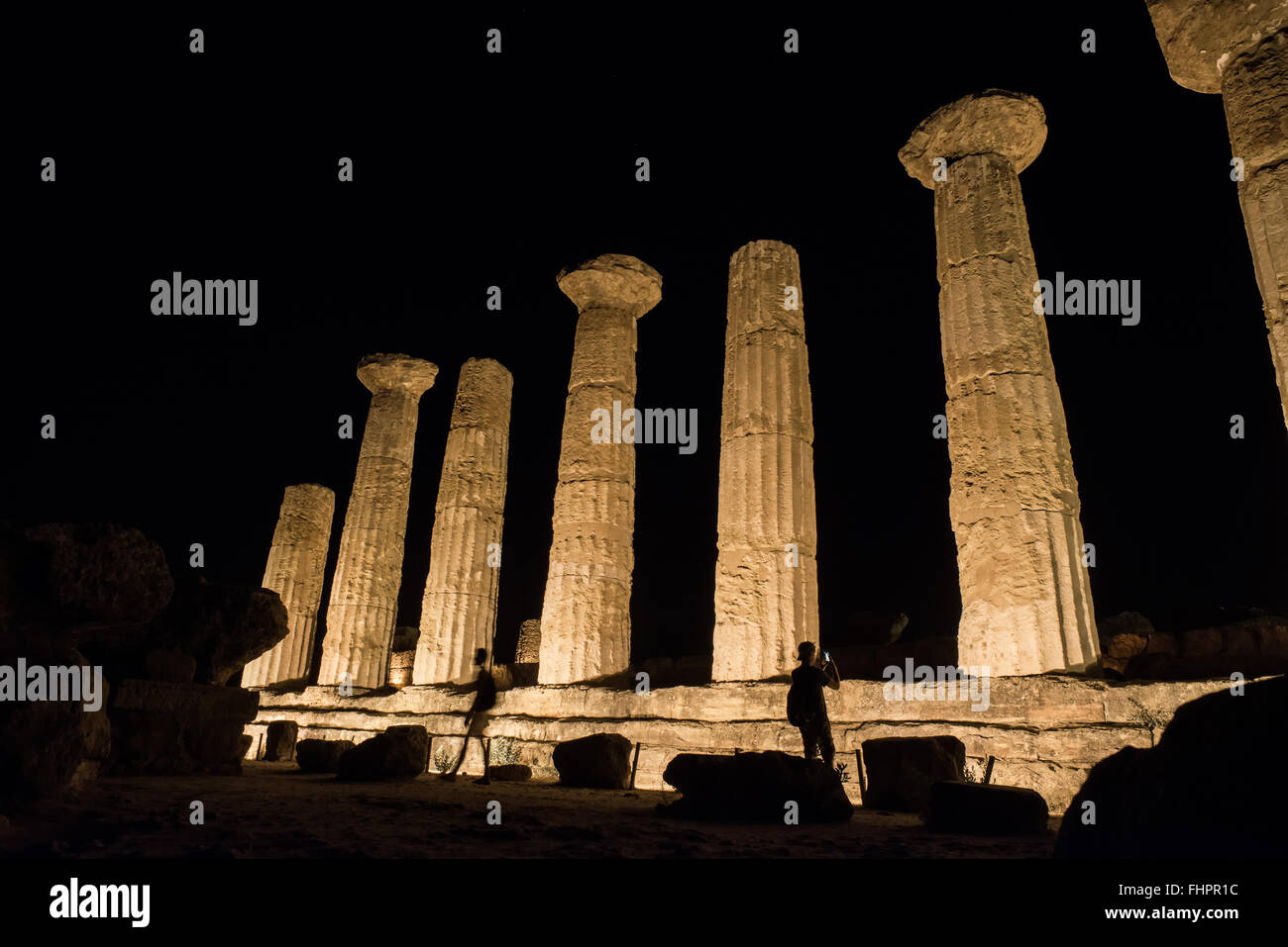 Temples in Agrigento night in Sicily - Italy Stock Photo - Alamy
