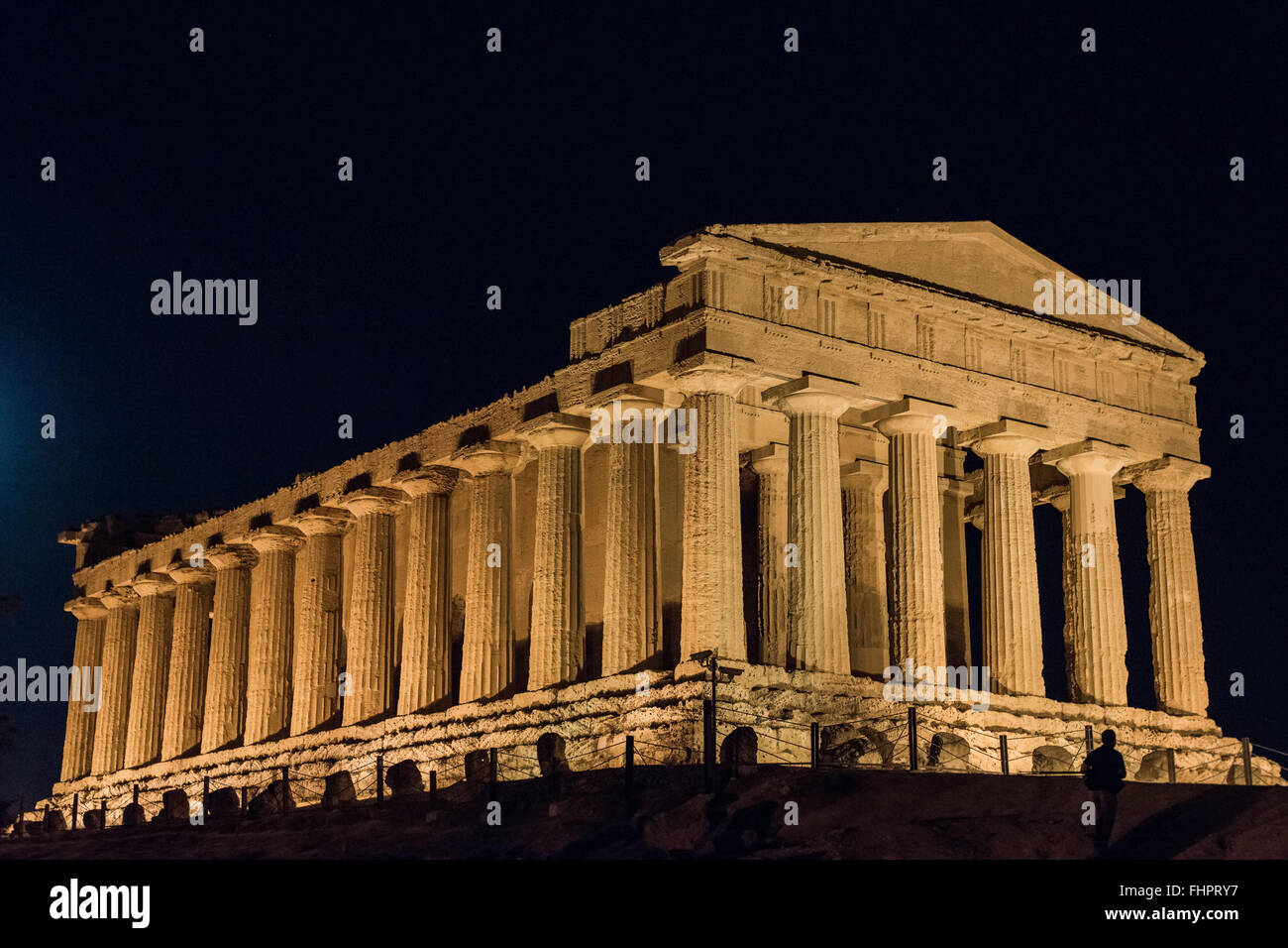 Temples in Agrigento night in Sicily - Italy Stock Photo - Alamy