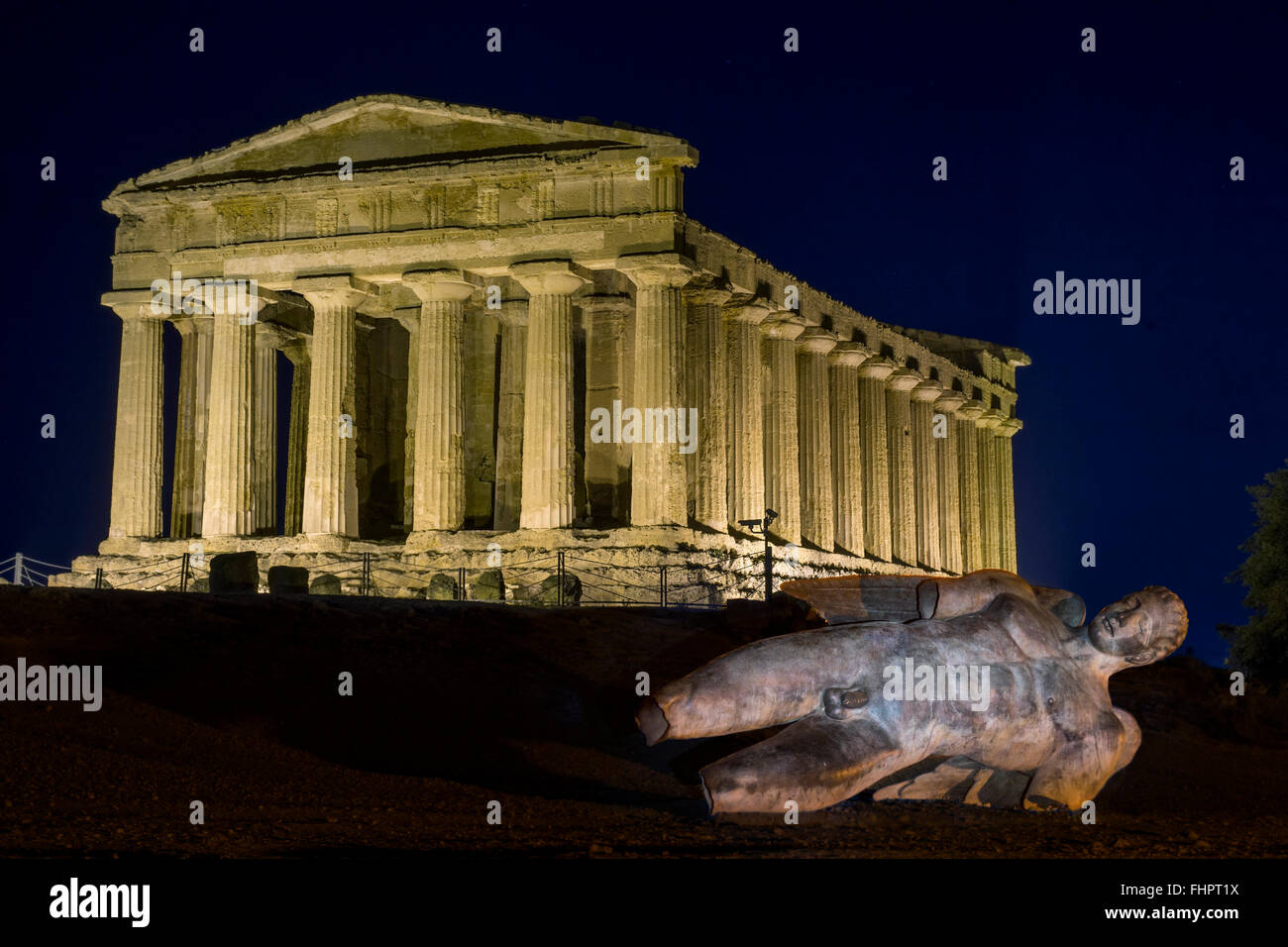 Temples in Agrigento night in Sicily - Italy Stock Photo - Alamy