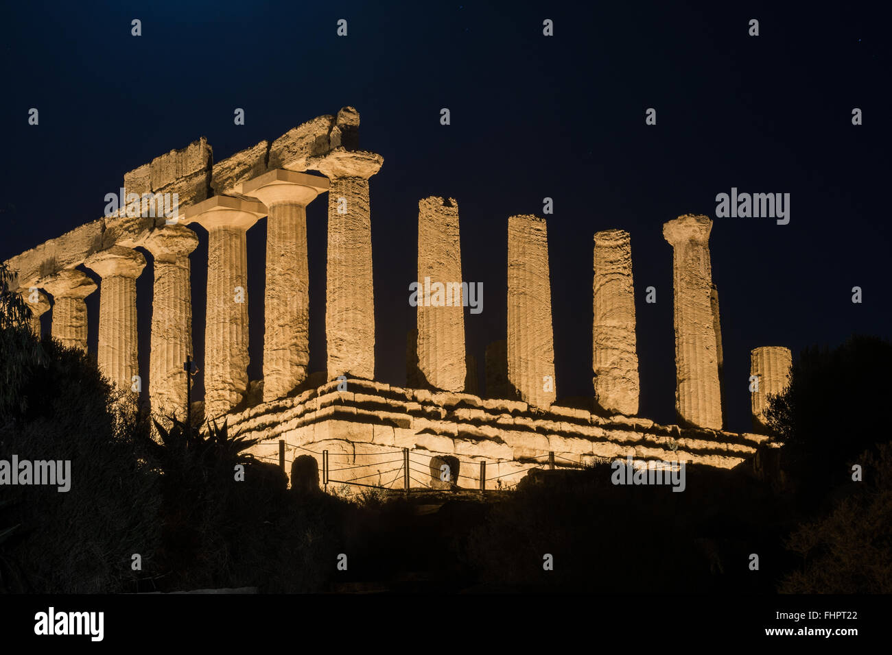 Temples in Agrigento night in Sicily - Italy Stock Photo - Alamy