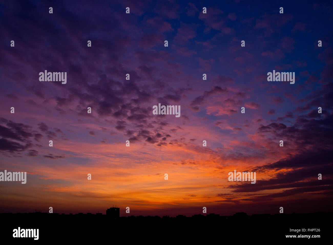 Beautiful colorful sunset above Bucharest skyline Stock Photo - Alamy