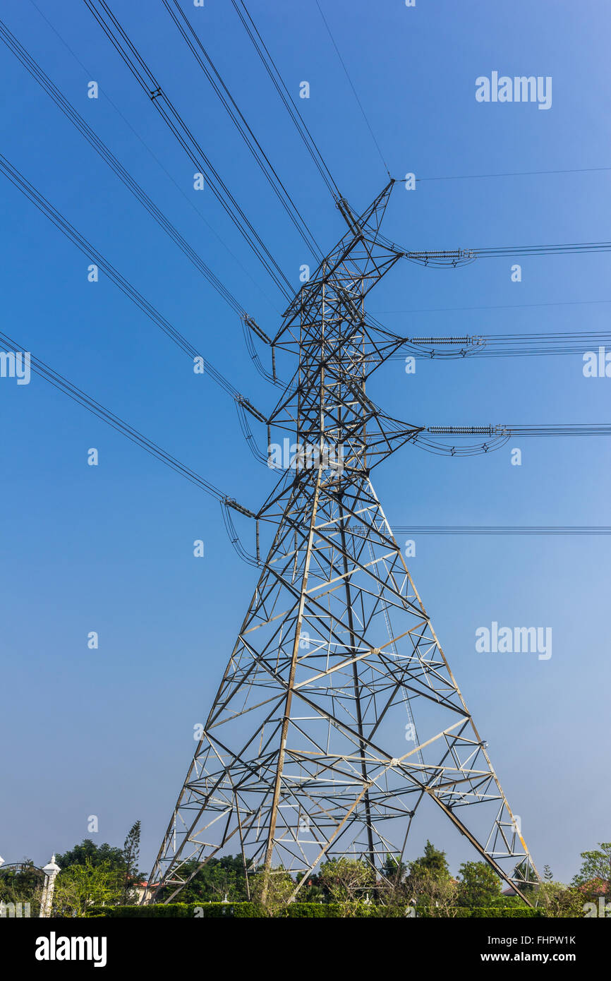 Electric high voltage power post Stock Photo - Alamy
