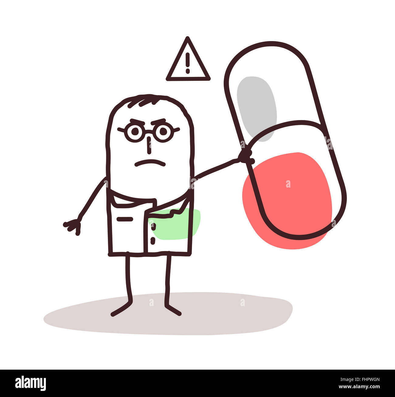 vector cartoon doctor with dangerous médicine capsule Stock Photo - Alamy