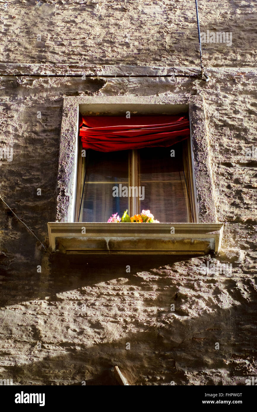 romantic window on historic palace in downtown Bologna Stock Photo - Alamy