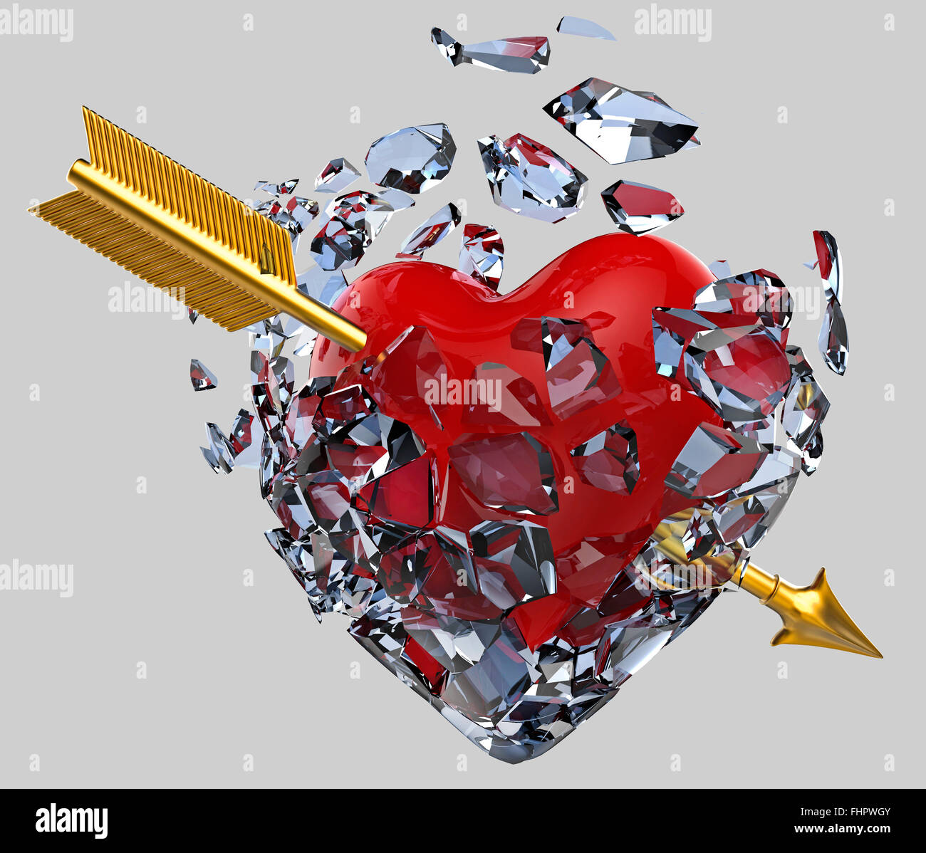 Icy heart pierced by an arrow Stock Photo - Alamy