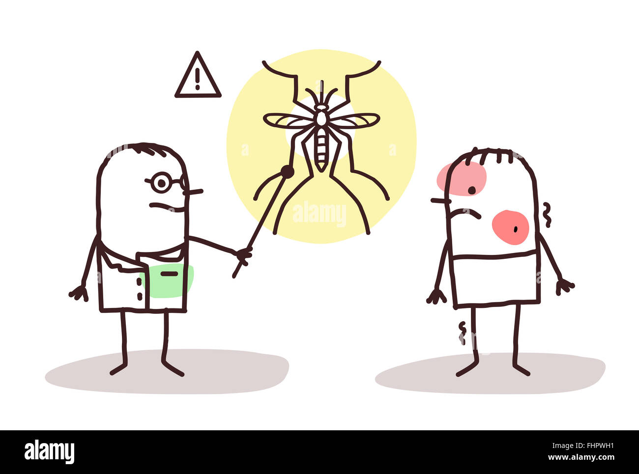 vector cartoon doctor with sick man and Dengue mosquito Stock Photo - Alamy