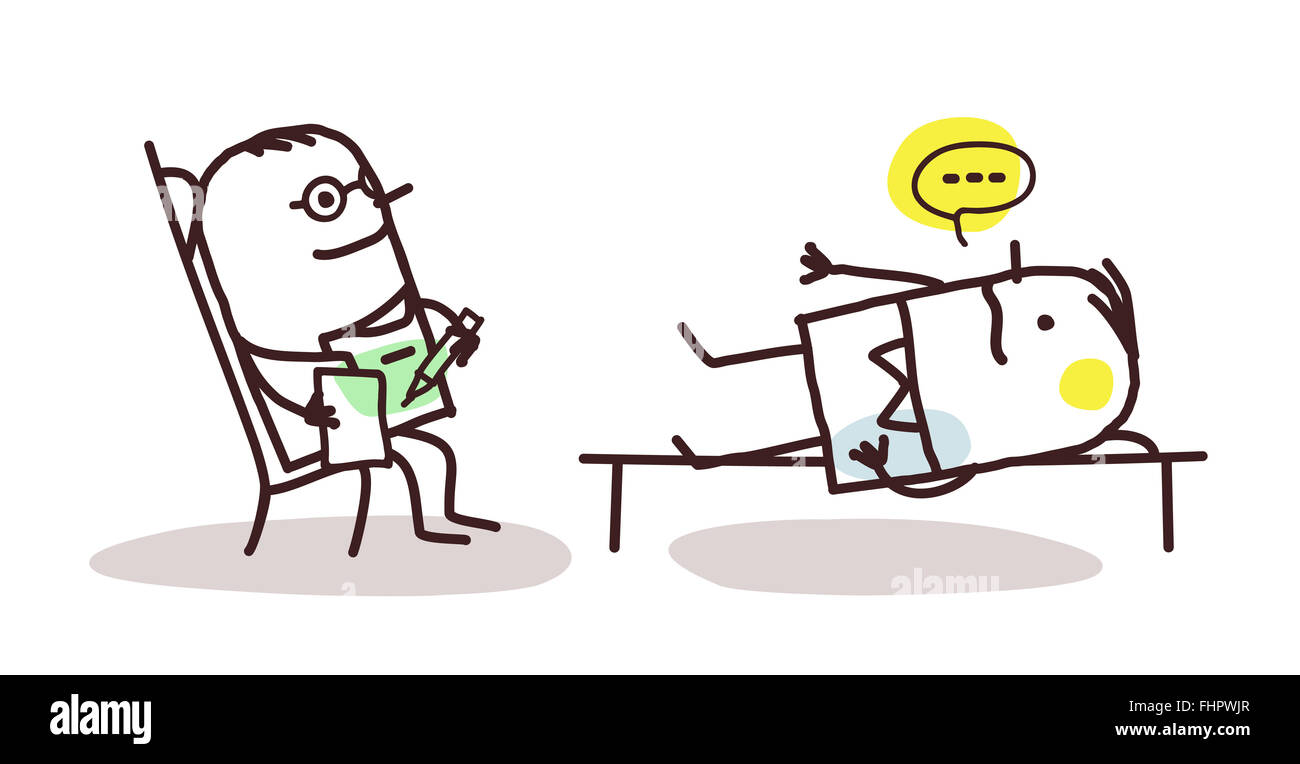 vector cartoon psychoanalyst with patient Stock Photo - Alamy