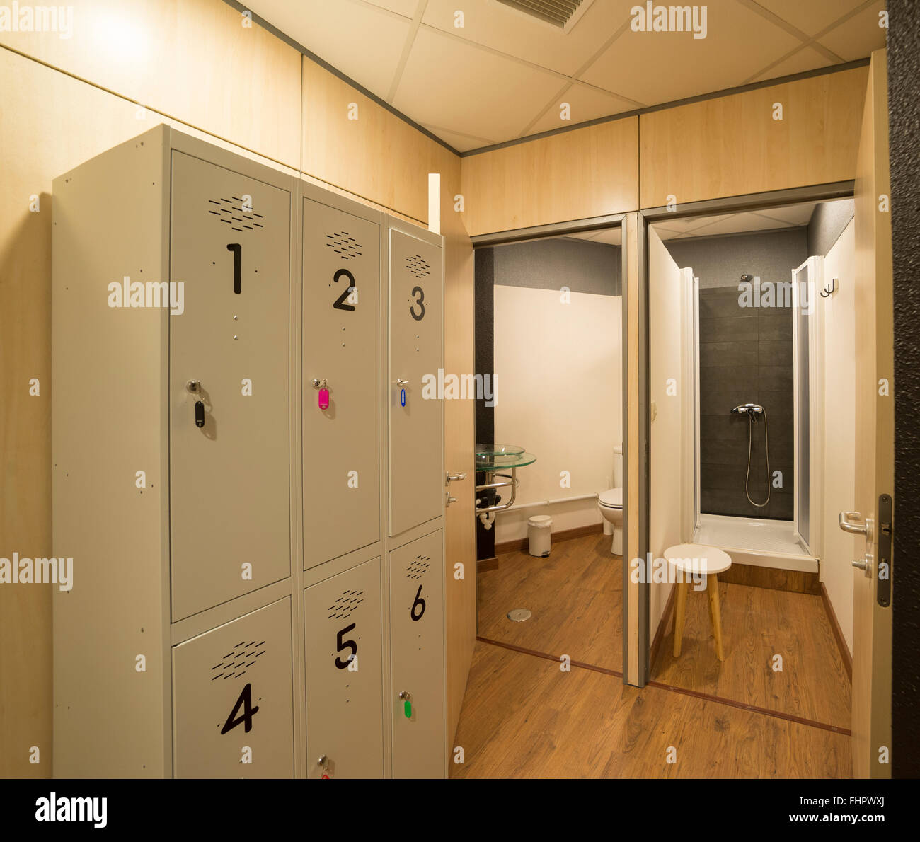 Locker room in a gym Stock Photo - Alamy