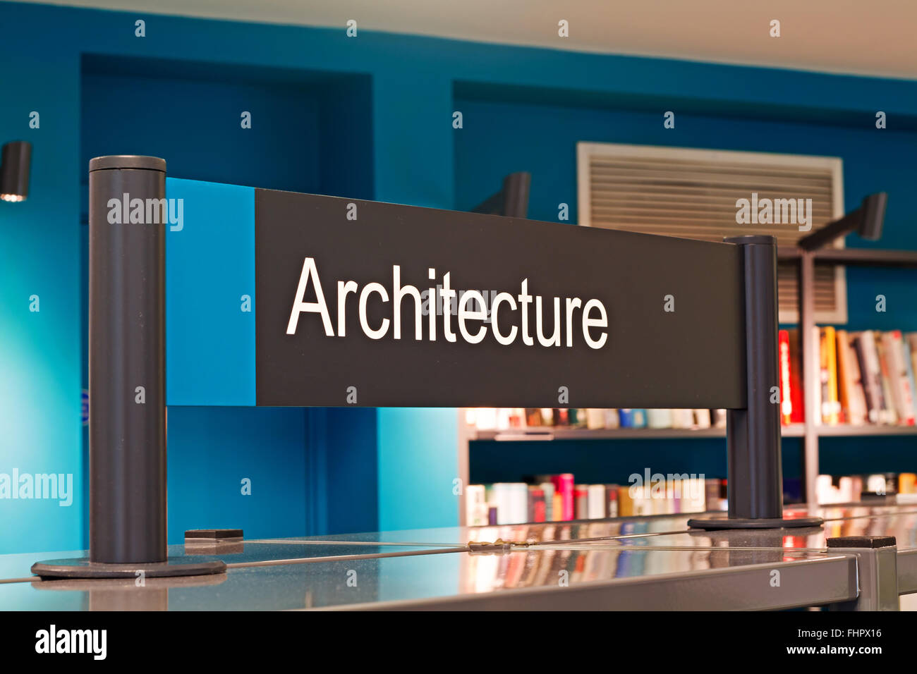 Architecture section sign inside a modern public library Stock Photo ...