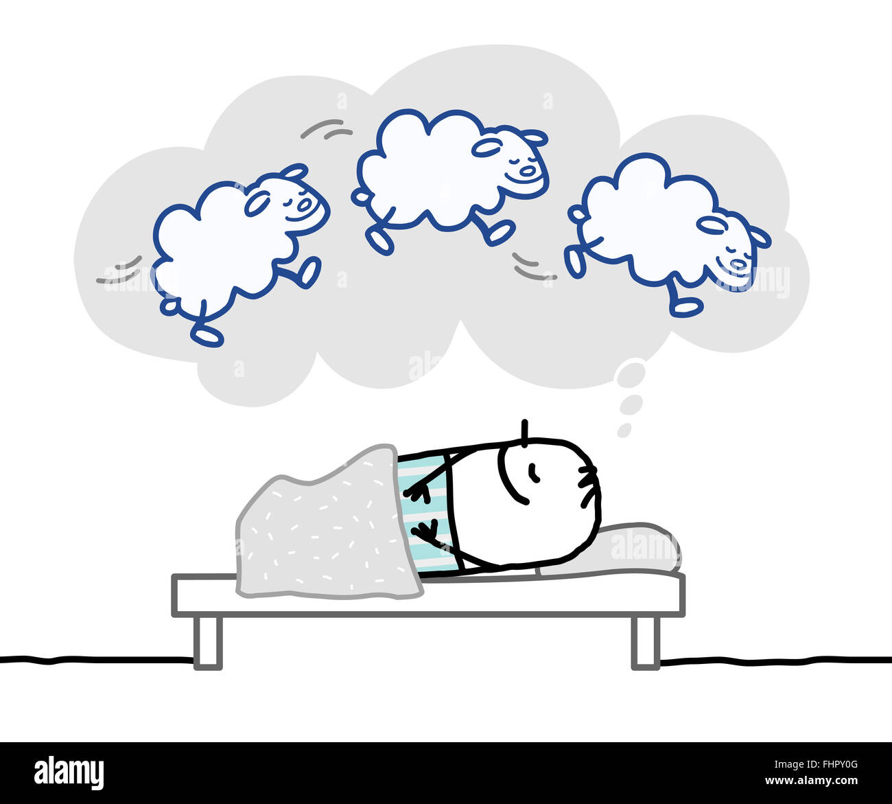 cartoon man and nice dream Stock Photo - Alamy