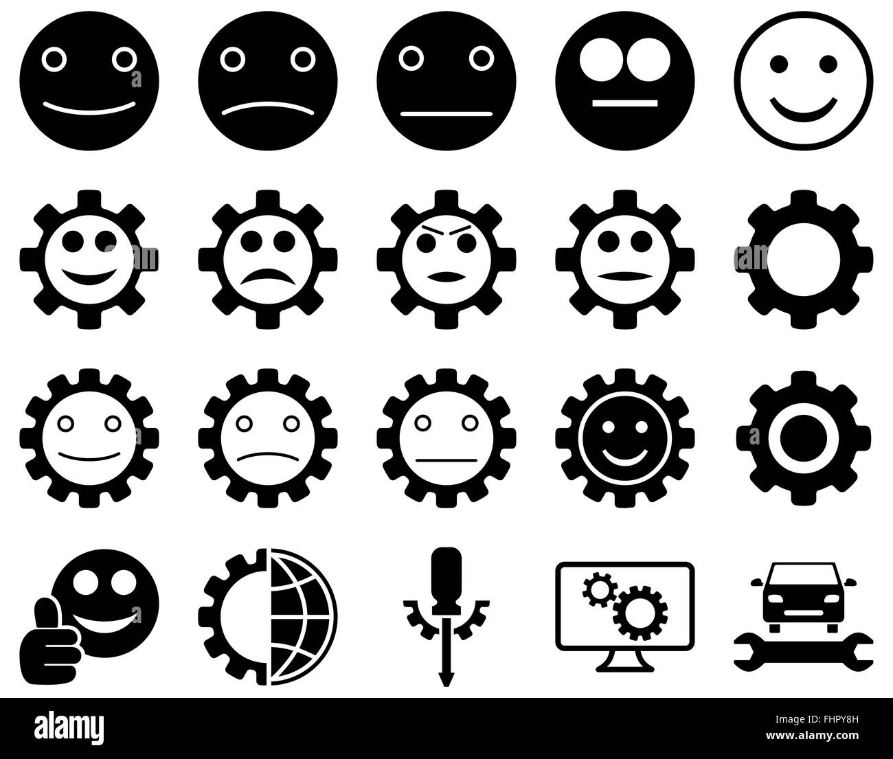 Tools and Smile Gears Icons Stock Photo - Alamy