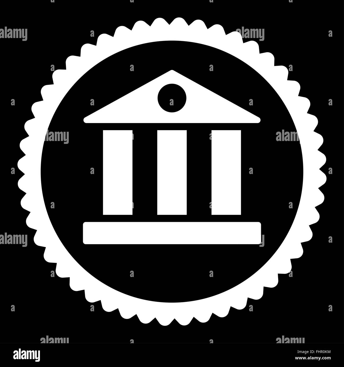 Bank flat white color round stamp icon Stock Photo - Alamy