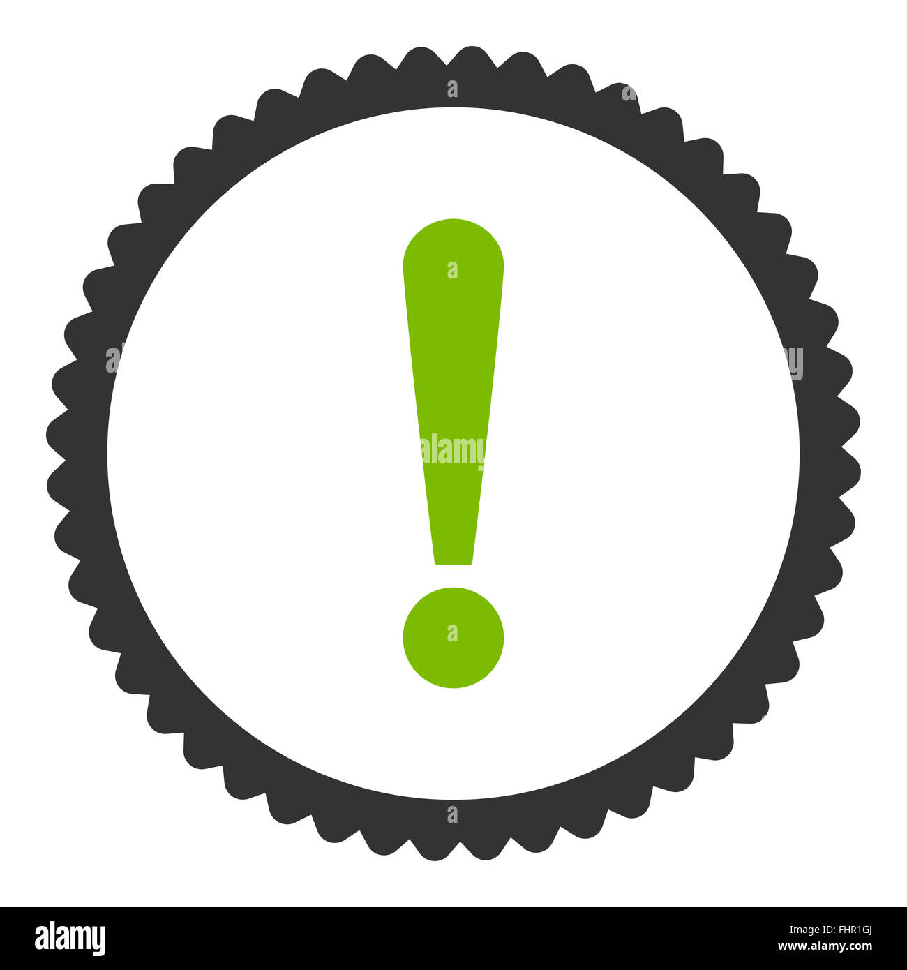 Exclamation Sign flat eco green and gray colors round stamp icon Stock ...