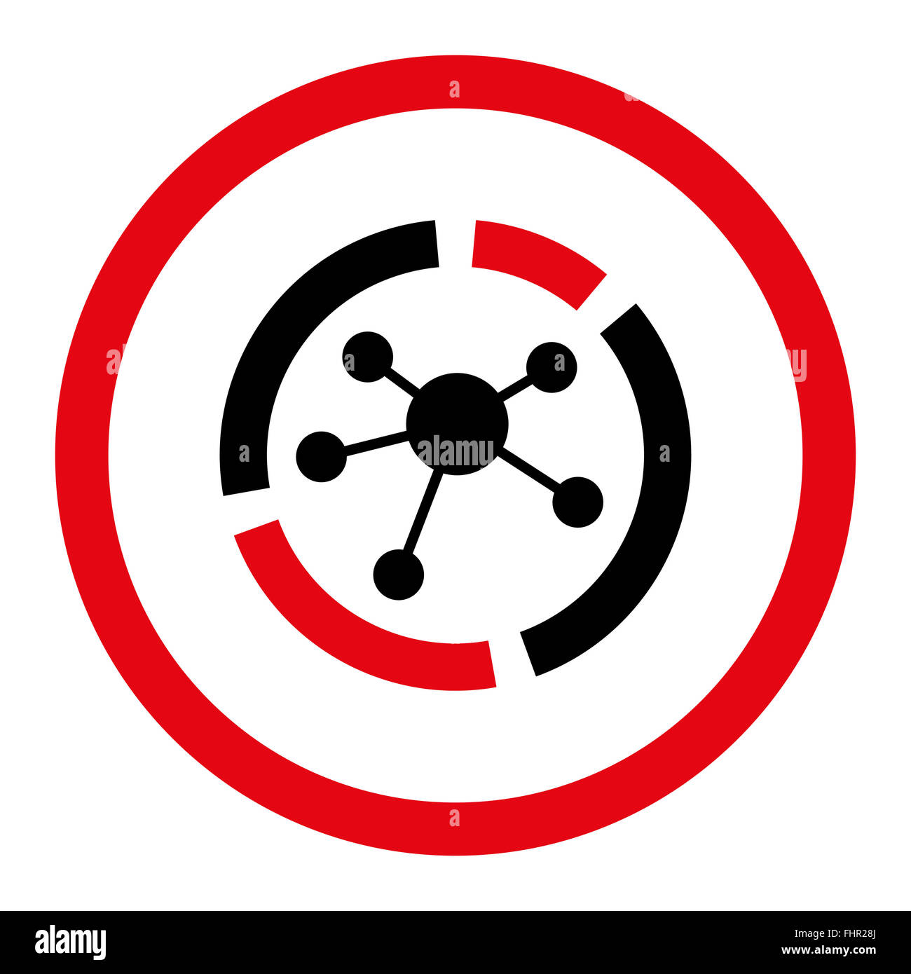 Connections diagram flat intensive red and black colors rounded vector ...