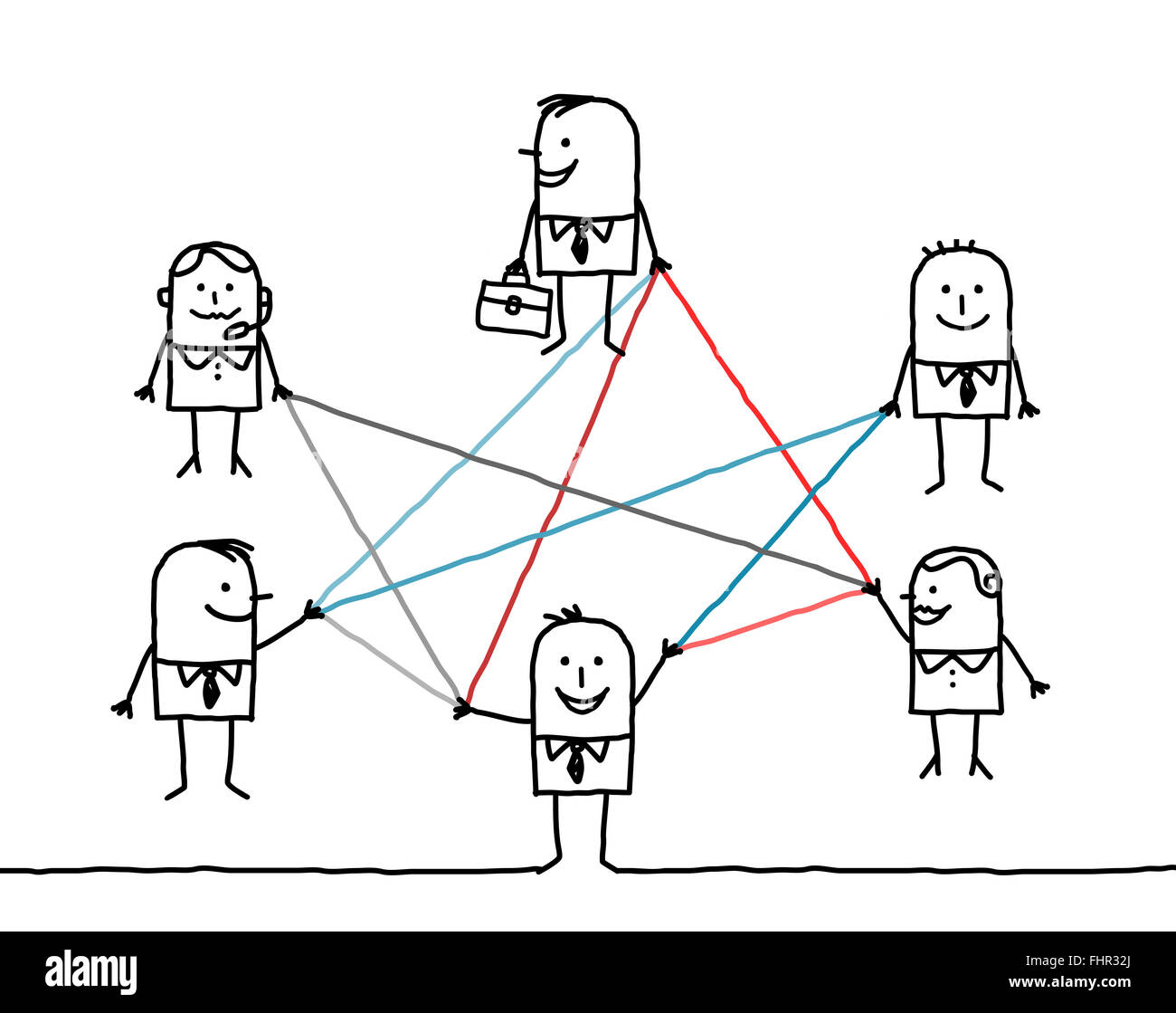 cartoon connected business people Stock Photo - Alamy