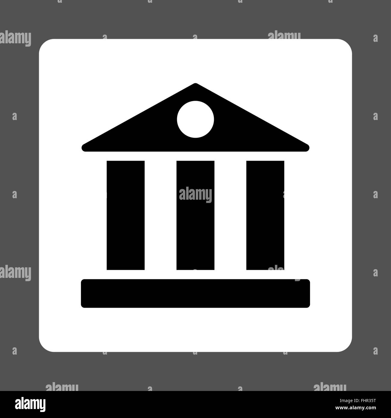 Bank flat black and white colors rounded button Stock Photo - Alamy
