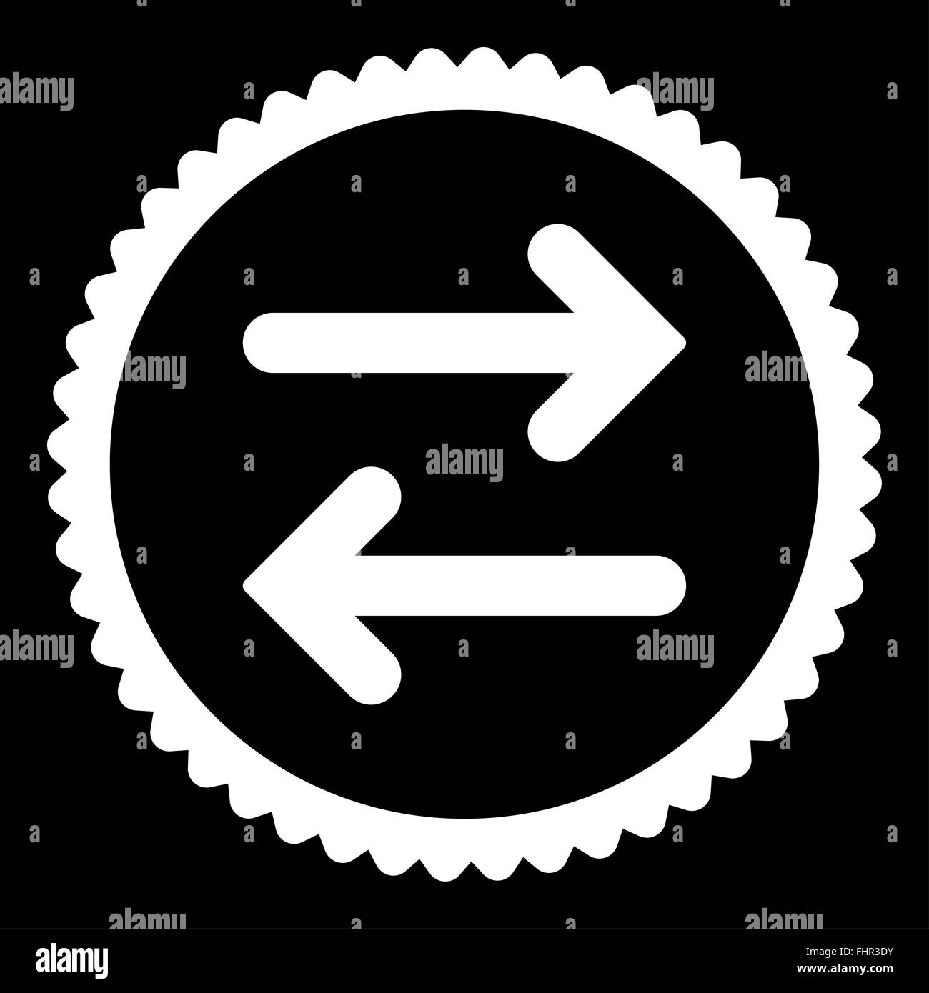 Flip Horizontal flat white color round stamp icon Stock Photo - Alamy