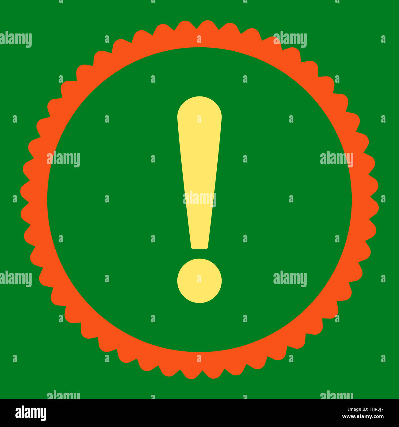 Exclamation Sign flat orange and yellow colors round stamp icon Stock ...