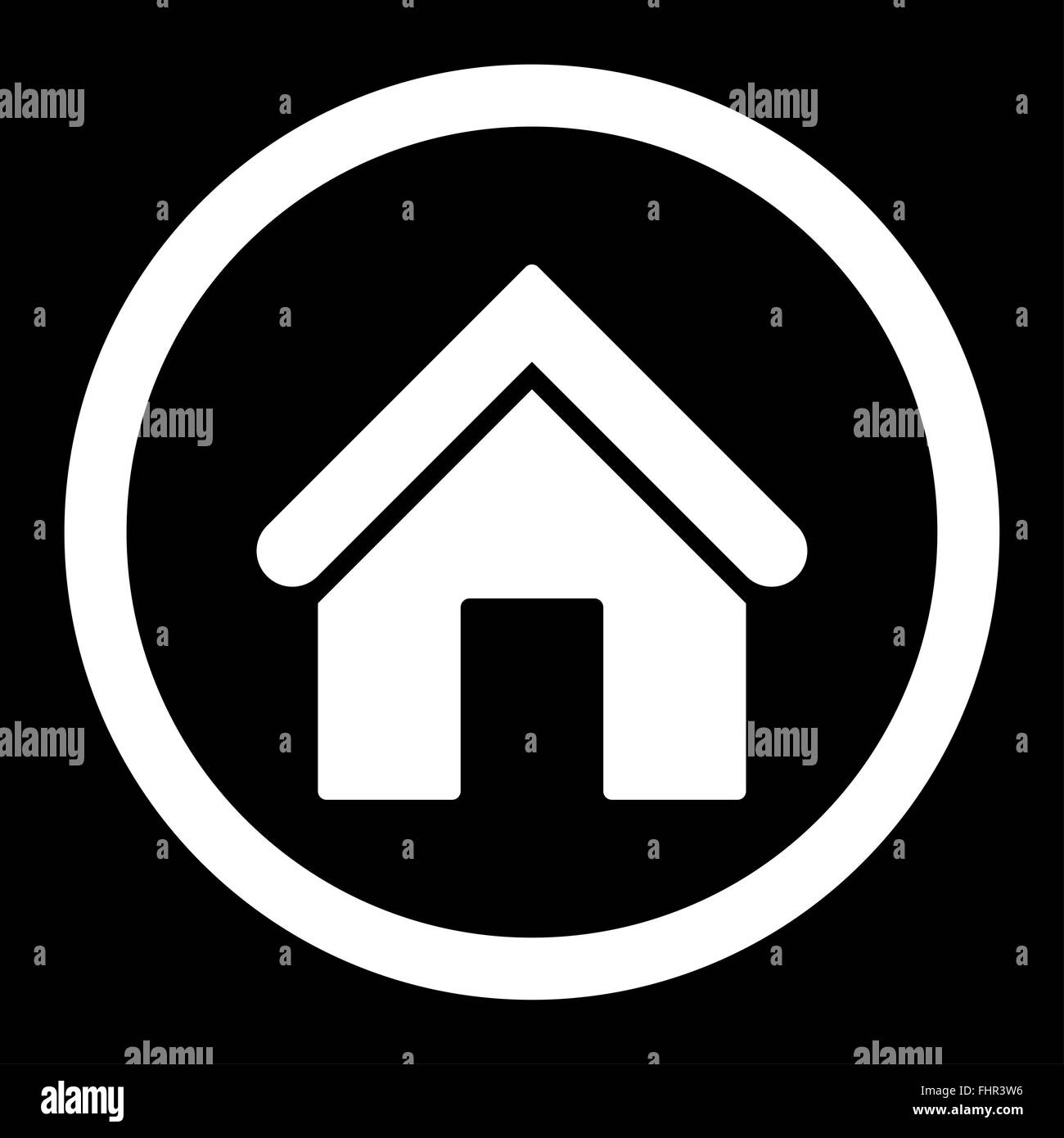 Home flat white color rounded vector icon Stock Photo - Alamy
