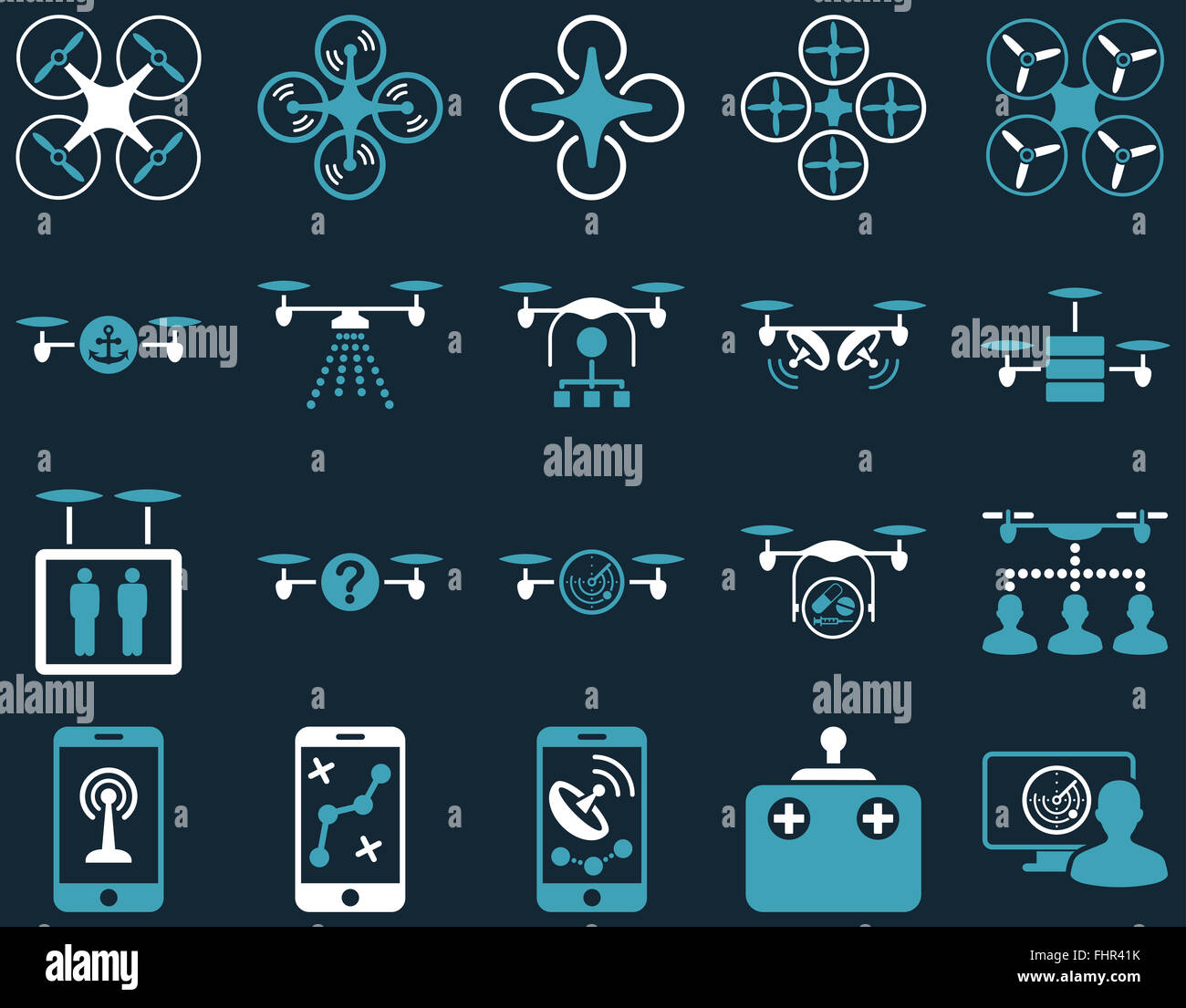 Air drone and quadcopter tool icons Stock Photo - Alamy
