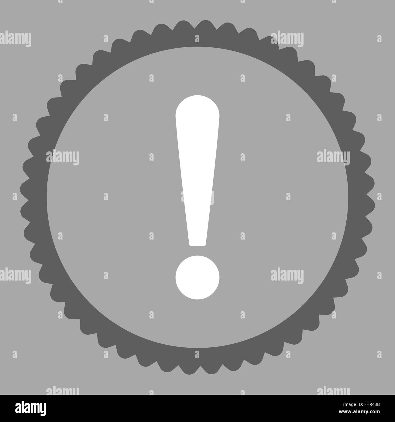 Exclamation Sign flat dark gray and white colors round stamp icon Stock ...